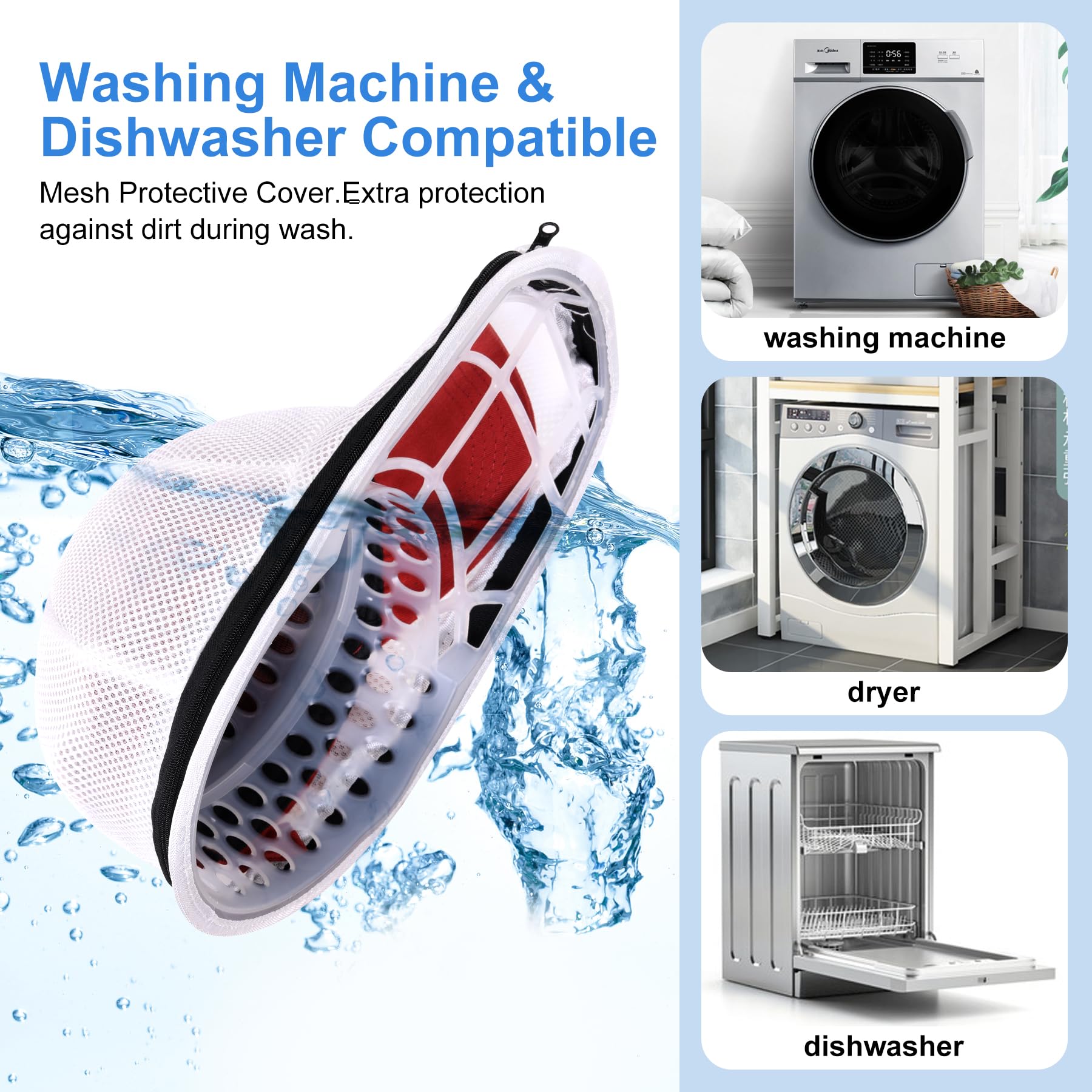 Hat Washer for Baseball Caps - 2 Pack Hat Washer for Washing Machine, Hat Cleaner, Hat Storage for Adult/Kid'S Hat Dishwasher Holder, Hat Protector Racks, Including 2 Pack Hat Bill Shaper, White