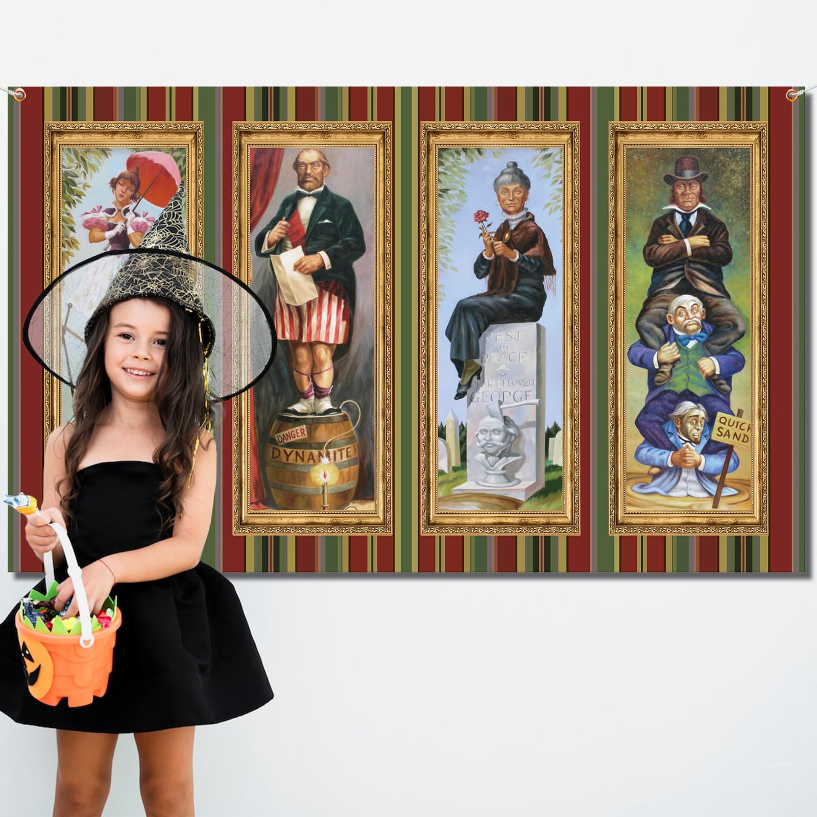 Haunted House Backdrop,Halloween Haunted Party Supplies Halloween Party Wall Hanging Background Banner for Happy Halloween Party Decoration
