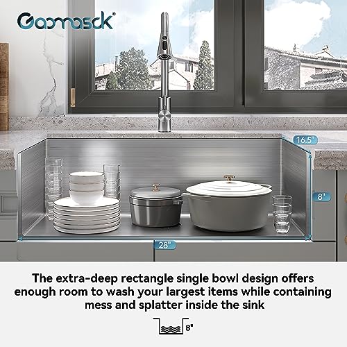 Gaomasck Nano Kitchen Sink,30 Inch Single Bowl Workstation Sink,Undermount Kitchen Sink,Stainless Steel Kitchen Sink with Strainer & Roll-Up Drying Rack,16 Gauge