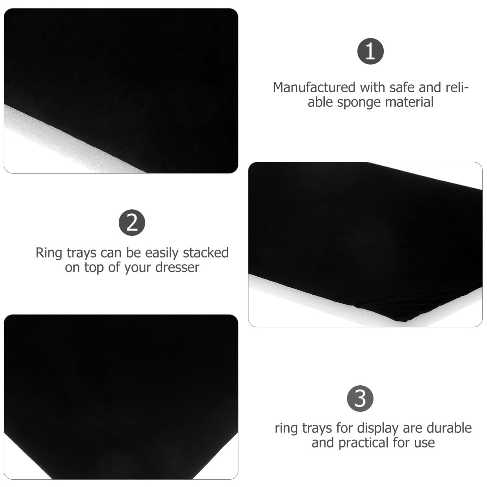 COHEALI Foam Jewelry Inserts Black Velvet Ring Organizer Jewelry Inserts Holder Earring Display Pad for Retail Showcase Box