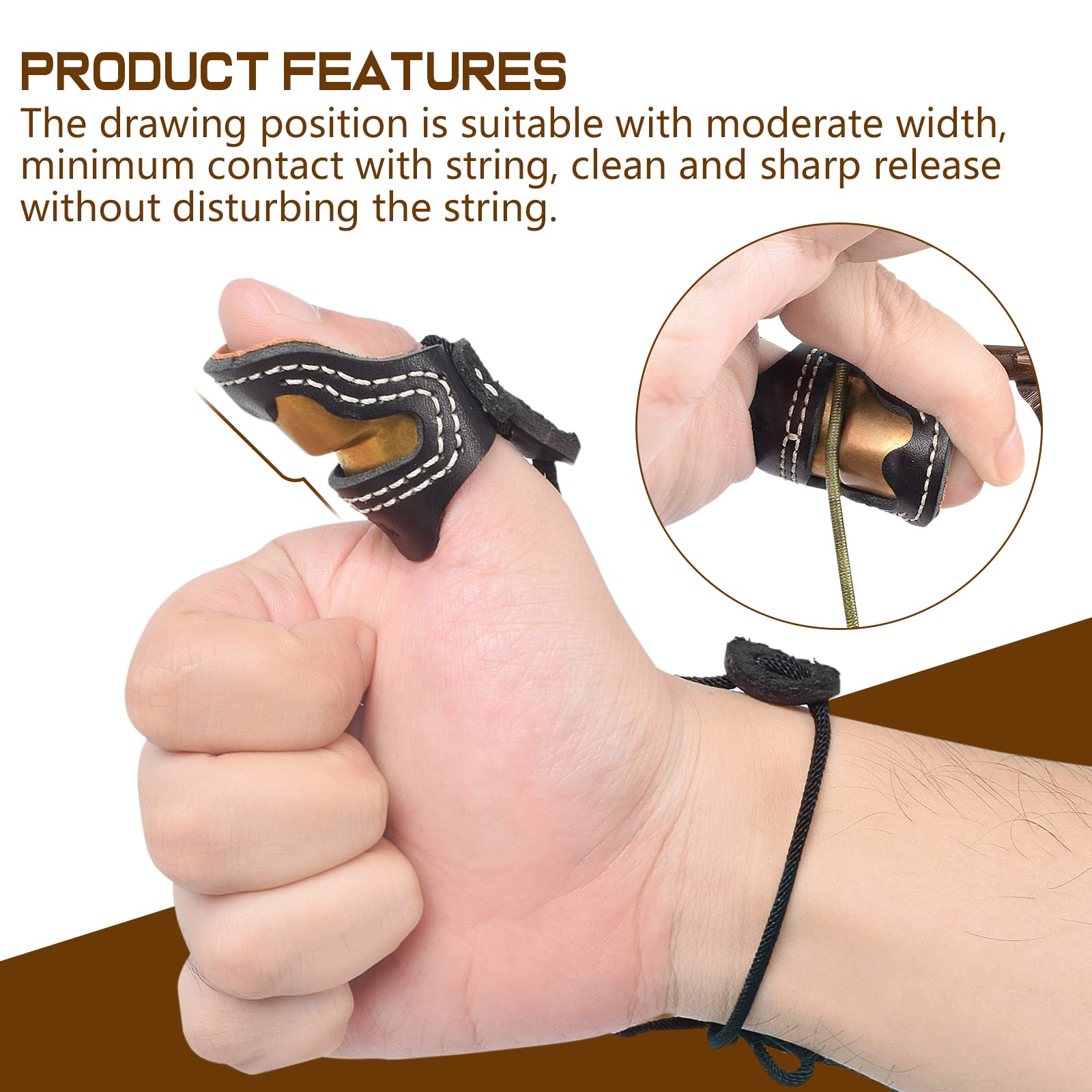 Elong Soft Leather & Brass Thumb Armor Ming Guang Archery Thumb Ring for Traditional Reurve Bow Finger Guard Protector Shooting Glove