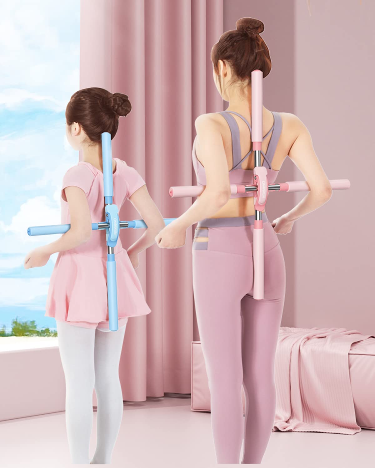 COOKCUTE Back Straightener Posture Corrector For Women, Yoga Sticks Stretching Tool Posture, Humpback Correction Tool, Retractable Design Brace Women Men kids (Green) 1 Every