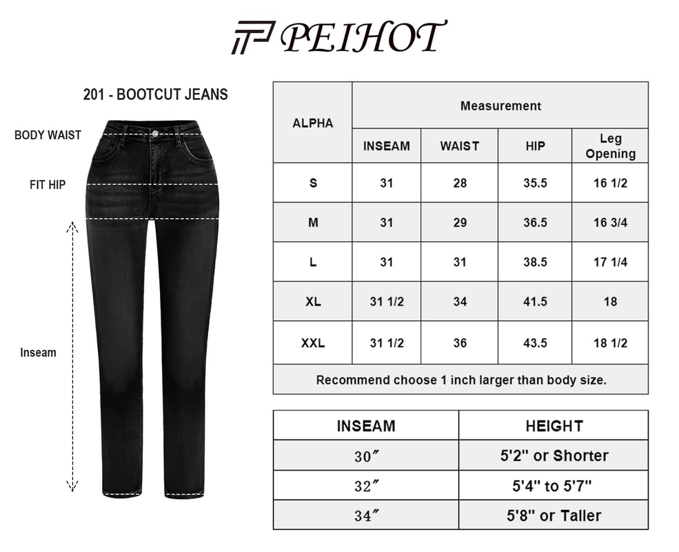 PEIHOT Women's Jeans 90s Mid Rise Bootcut Jeans High Stretch Black Jeans Size 8 Pantalones De Mujer Boot Cut Denim Pants