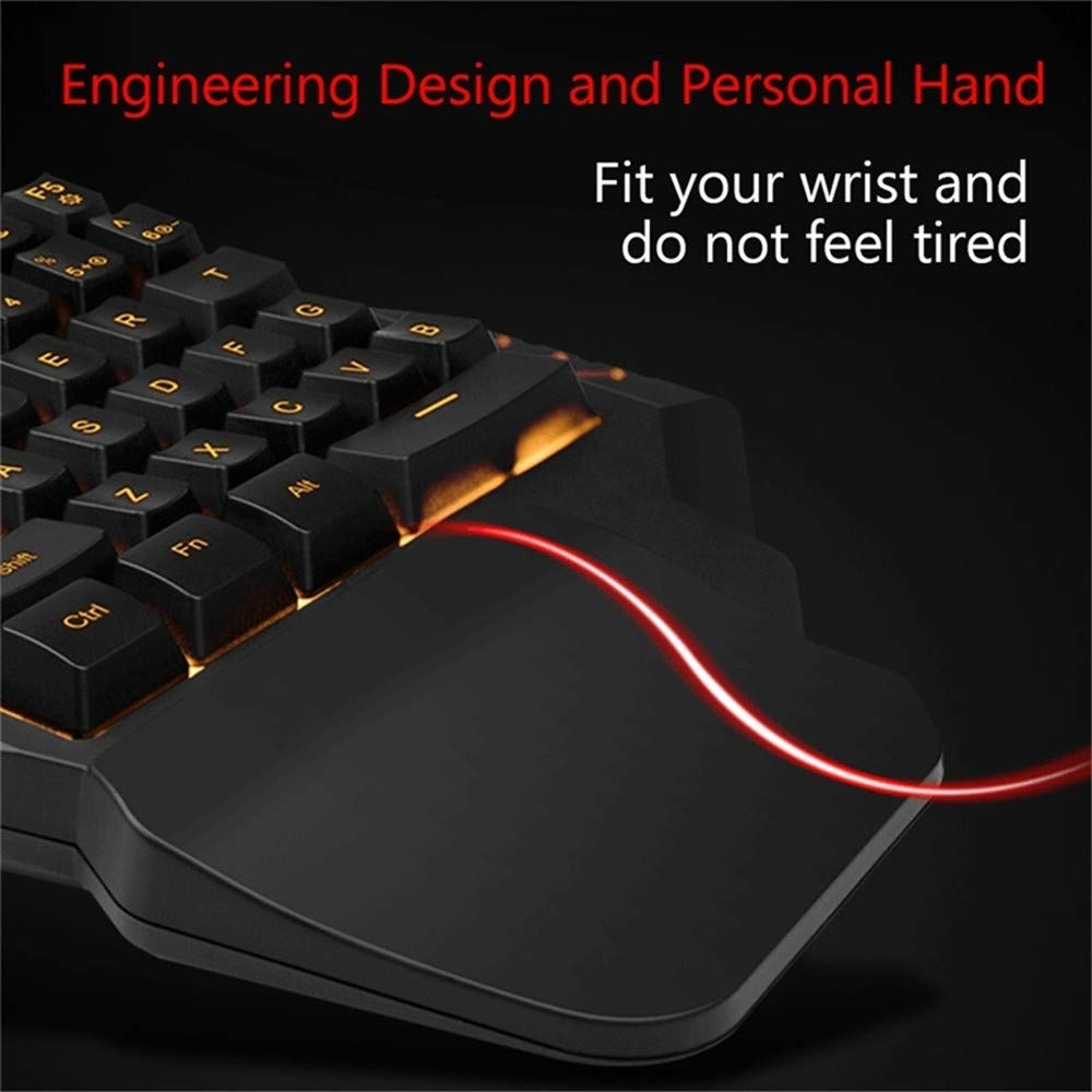 TIDECAT One-Handed RGB Backlit Gaming Keyboard,35 Keys Mini Gaming Keypad,Portable Game Controller for PC PS4 Xbox Gamer,Black,17.3x23x3.7cm