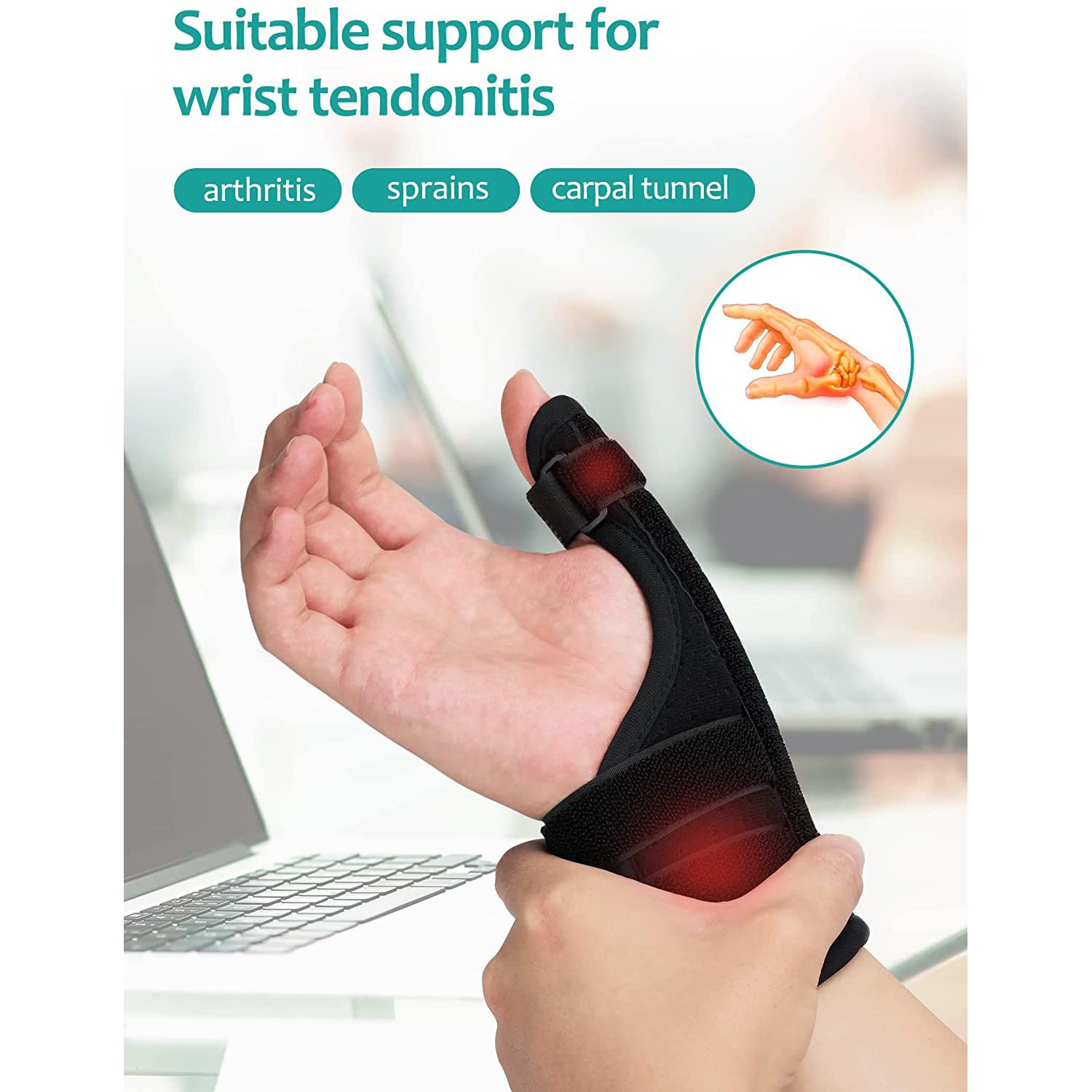 Cinlitek Thumb Splint Spica Brace|Provides Support to Wrist & Thumb|Guards Left or Right Hand|For Fracture Arthritis Tenosynovitis & Carpal Tunnel Syndrome|Adjustable for Left or Right Hand