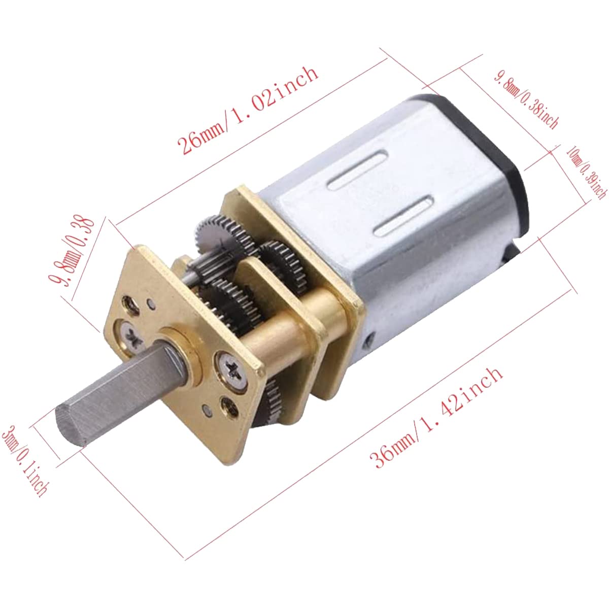 DC 12V Speed Reduction Motor 1000RPM with Full Metal Gearbox Replacement N20 Shaft Diameter Reduction Gear Motor