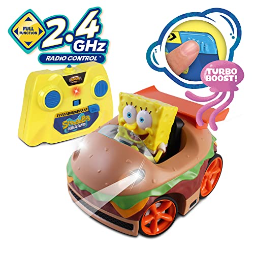 NKOK Remote Control Krabby Patty with Spongebob Vehicle, Full Function RC Vehicle, Working Lights, Has Radio Control & Turbo Boost, Great Item for Kids, Ages 6 and up