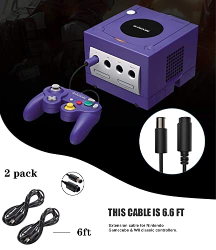 SNLLMZI WiiGamecube Controller Extension Cable for Wii Gamecube GCN - 2pack/6.6ft