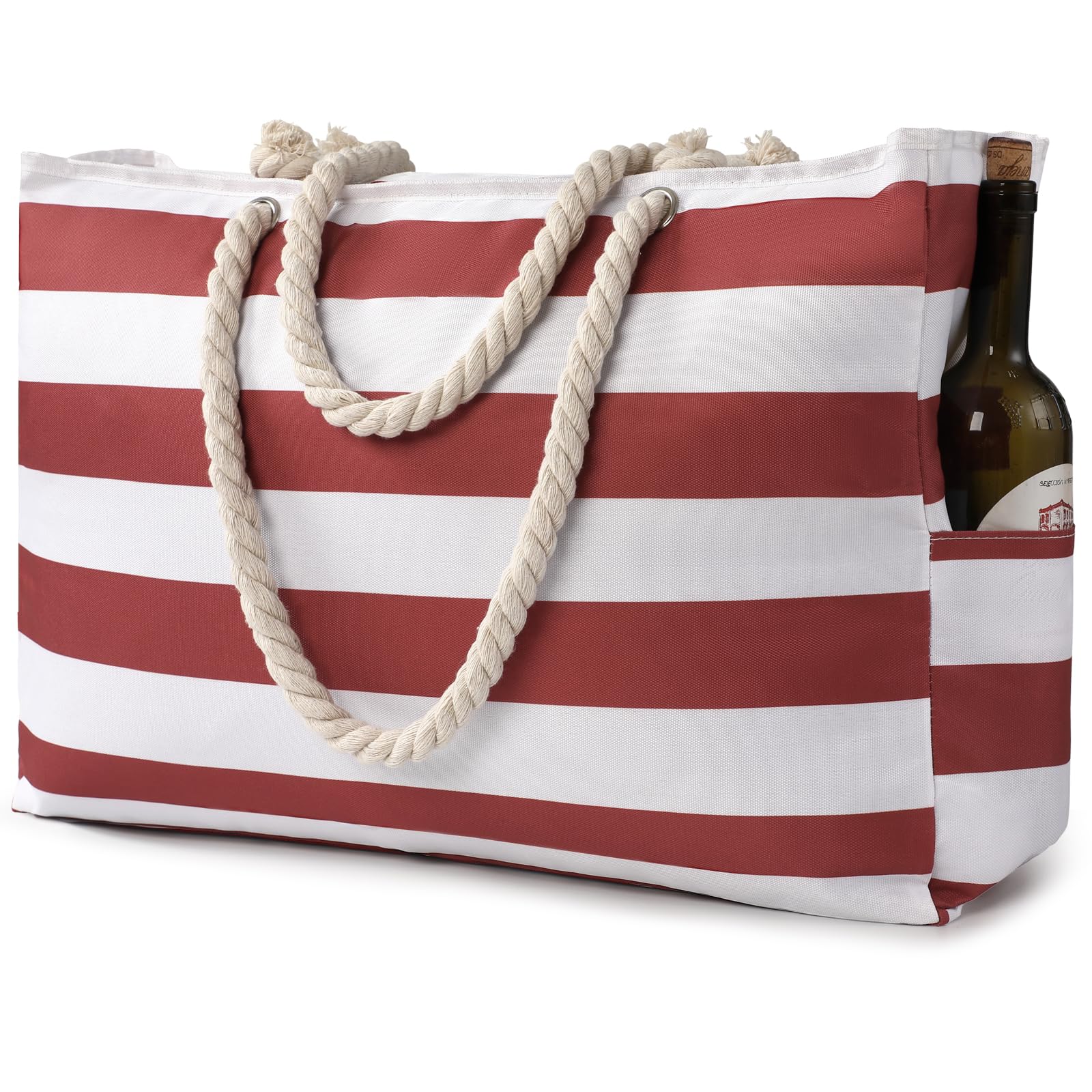 Clothirily Beach Bag for Women - Large Beach Tote Bag, Waterproof Sandproof Beach Bag with Zipper, Large Swim Pool Beach Tote, Red