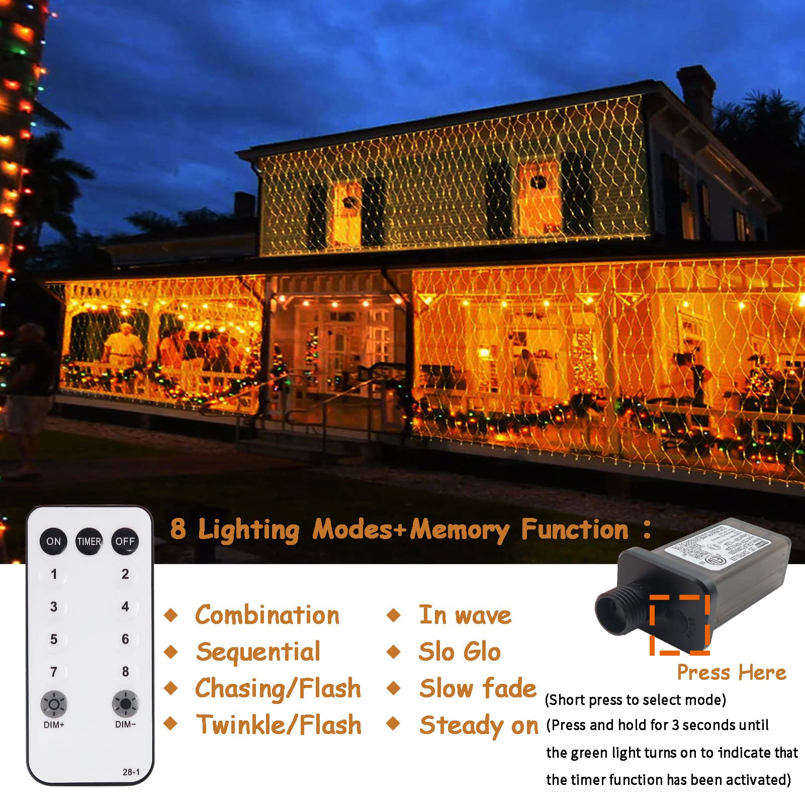 ZAIYW 660 LED Net Lights Outdoor Mesh Lights, 20Ft x 13Ft Large Christmas Net Lights Plug in with Remote Control Timer for Bushes Shrubs Wall Wedding Xmas Tree Decor (Warm White)