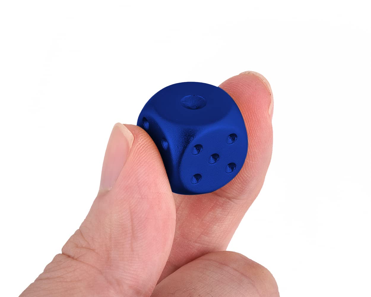 DS.DISTINCTIVE STYLE Aluminum Alloy Dice 5 Pieces 16mm Portable Metal Dices with Case 6 Sided Dice for Party Game (Blue Square)