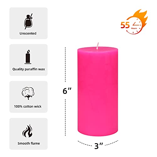 Zest Candle Pillar Candle, 3 by 6-Inch, Hot Pink