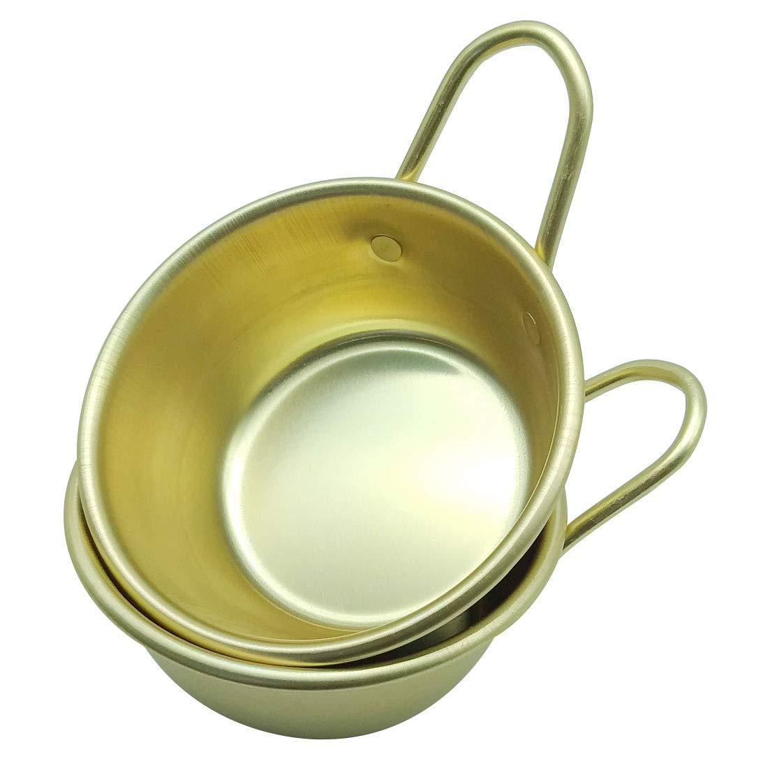 GARASANI 2 Pack Korean Traditional Wine Bowls, Korean Wine Bowl, Hiking Soup Dish, Aluminum, Yellow (4.7 inches)