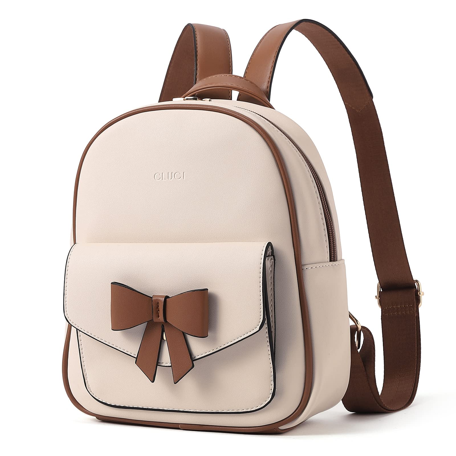 CLUCI Mini Backpack for Girls Cute Bowknot Small Leather Backpack Purse for Women Casual Daypack Purple