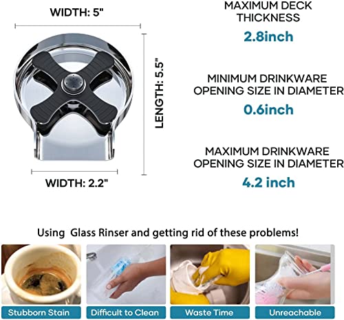 Faucet Metal Glass Rinser for Kitchen Sinks,360° Rotary Cup Washer,Kitchen Sink Accessories (Brush Nickel)