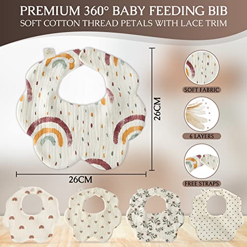 REBE & CO Baby bibs, muslin 6 layers, Organic 100% Cotton for Drooling, for boy and girl newborn, absorbents, unisex, boho