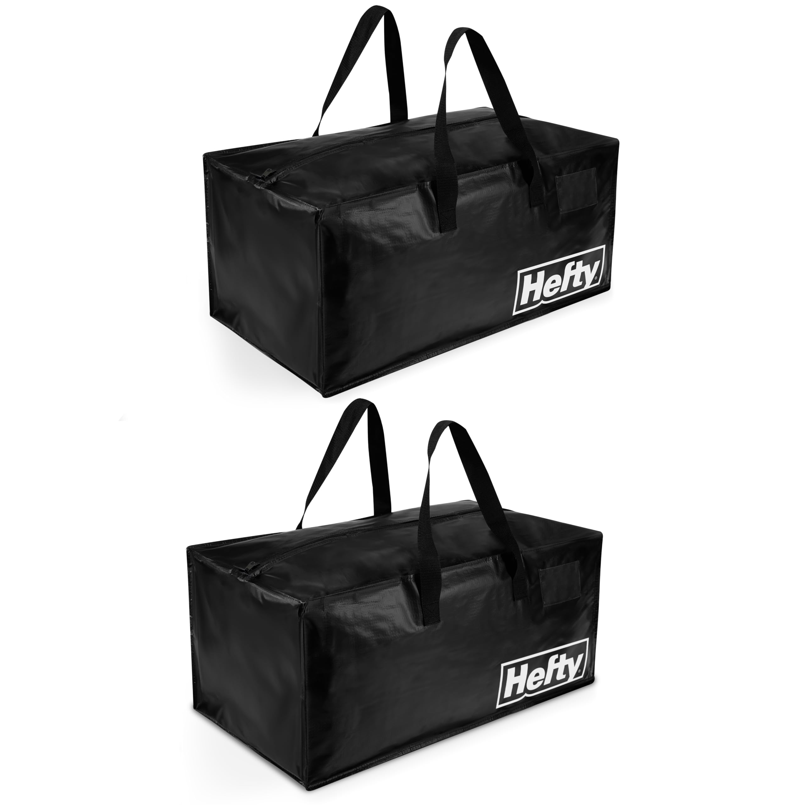 Hefty Moving Bag – Extra Large Double Zipper Backpack – Heavy Duty, Water Resistant, Foldable, Reusable Packing & Storage Tote with Shoulder Straps for Garage and Basement Organization – 2 Pack