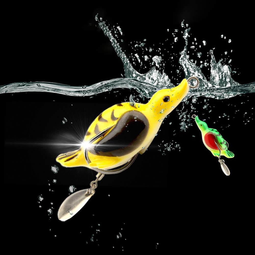 Connoworld Simulation Duck Fishing Bait Soft Lure Tackle Tool with Hook Swivel Sequin Plate - Red
