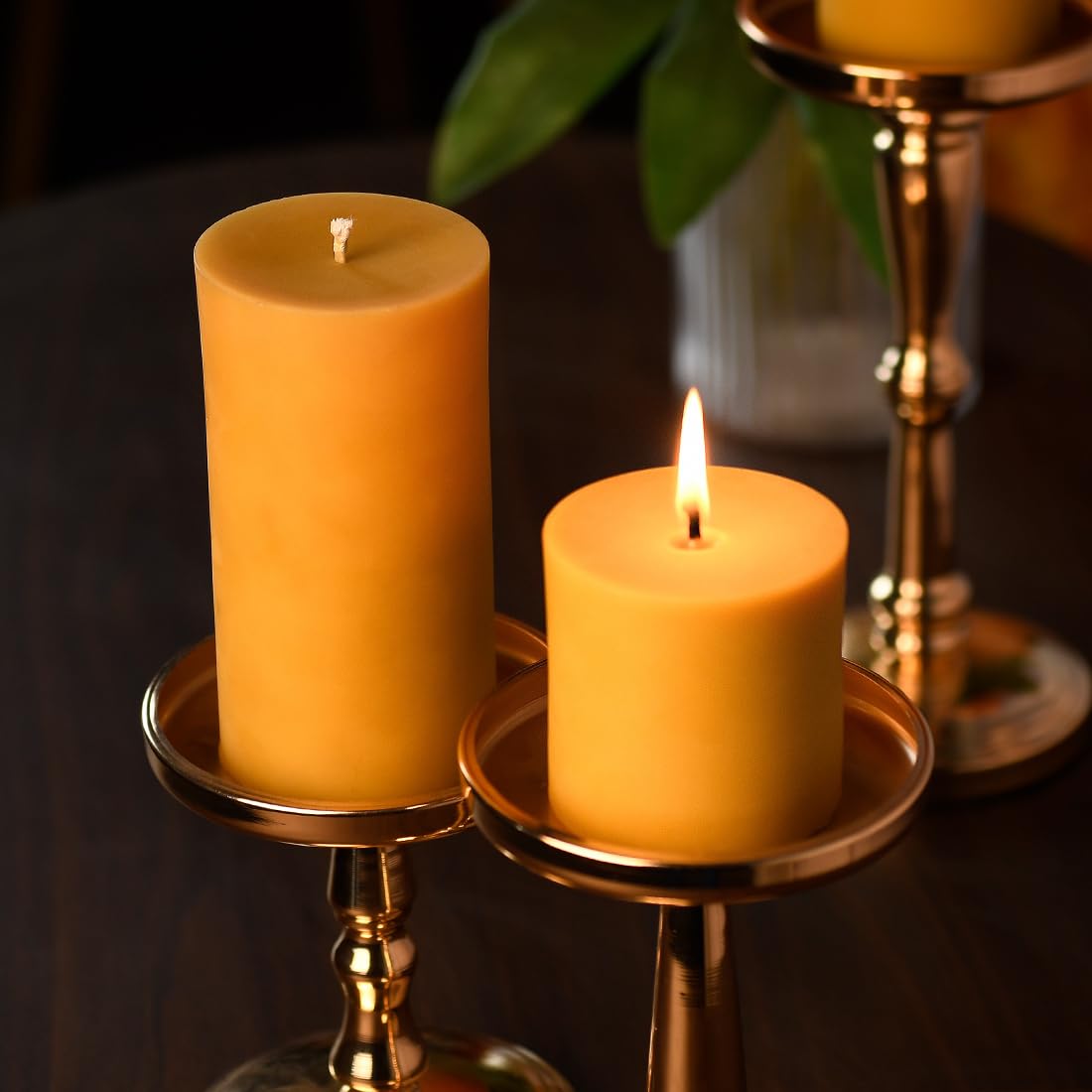 Natural Beeswax Pillar Candle, Large Beeswax Candle for Home Spa Yoga, Yellow Raw (3 x 6'')