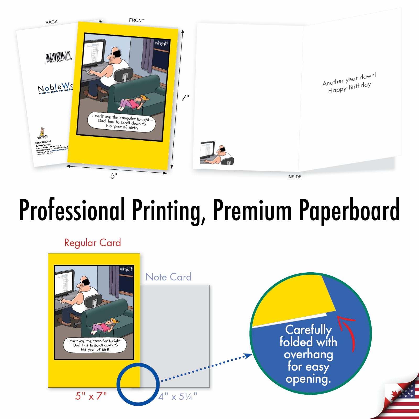 NobleWorks - 1 Cartoon Birthday Greeting Card Funny - Hilarious Bday Notecard with Envelope, Comic Humor Celebration - Age Scroll C3679BDG