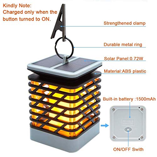 Zhenmu home Waterproof LED Solar Flame Garden Light Wall Light Outdoor Stair Lighting Safety Light Candle Hanging Solar Lantern