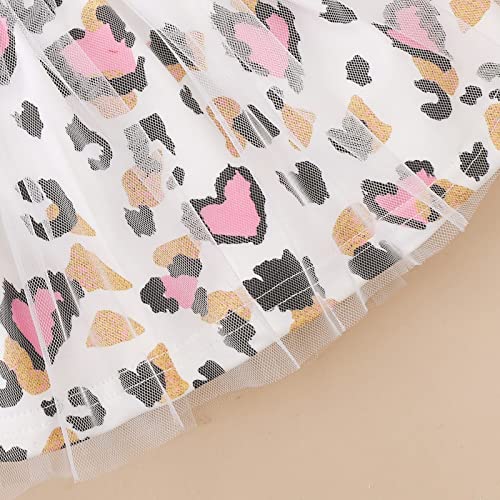 MIEKISA Baby Girls Romper and Leopard Mesh Dress Sets With Headband (Pink, 0-3 Months)