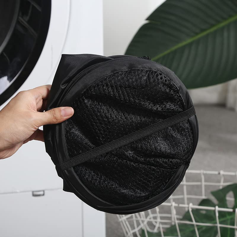 Laundry Hamper - Portable, Durable Handles, Collapsible for Storage and Easy to Open. Folding Pop-Up Clothes Hampers are Great for The Kids Room, College Dorm or Travel - Black