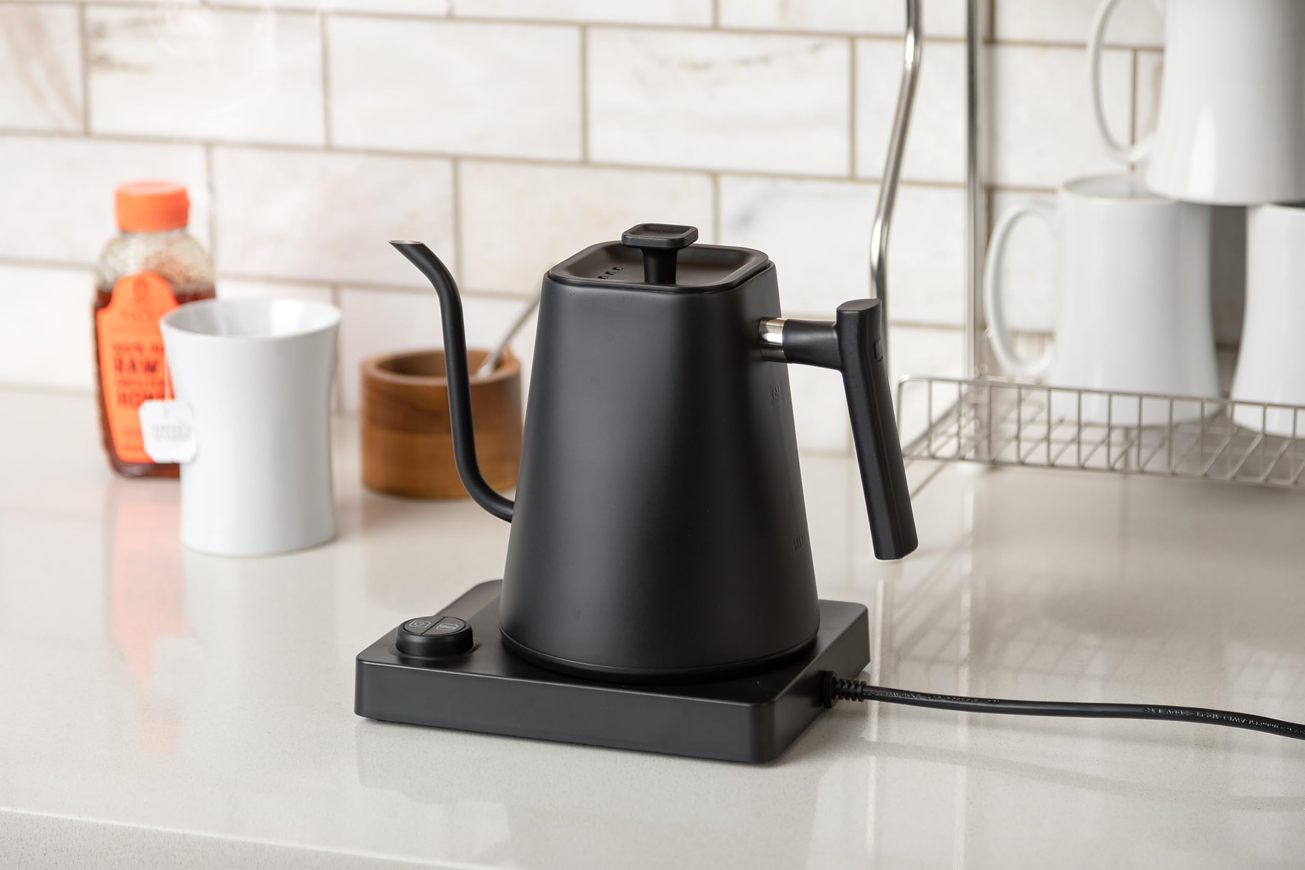 KETTLE & BLOOM Electric Gooseneck Kettle - 1 Liter, Black - Temperature Control Coffee & Tea Kettle - Perfect Pour Over, Gooseneck Electric Kettle for Precise Brewing