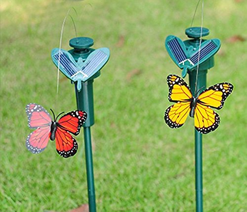 URTop 1Pcs Home Garden Decor Vibration Solar Dancing Flying Butterfly Artificial Fluttering Flying Simulation Butterfly Color Ranodm
