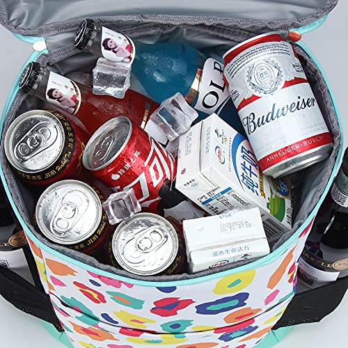 Cooler Backpack Women Leopard Leak Proof Backpack Cooler Bags Lightweight Soft Lunch Backpack with Cooler Compartment,Wine Cooler for Hiking Camping,24 cans…