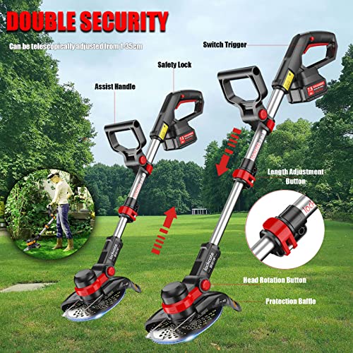 Mrzneaoch Battery Powered Weed Eater Newly Upgraded 8-Inch Blade Grass Trimmer for Lawn Trimmingtwigsbrush Cutting(Black)
