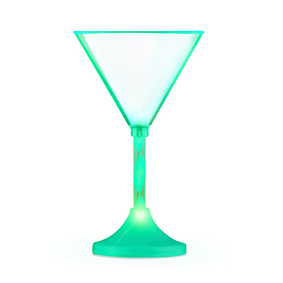 FlashingBlinkyLights Set of 4 Light Up Martini Glasses with Long Spiral Stem and Color Changing LED