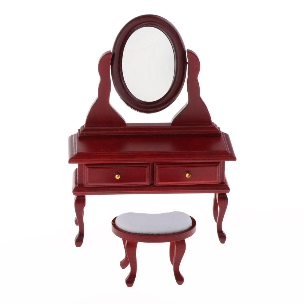 Esquirla 1/12 Scale Dollhouse Bedroom Furniture Accessories, Miniature Wooden Dressing