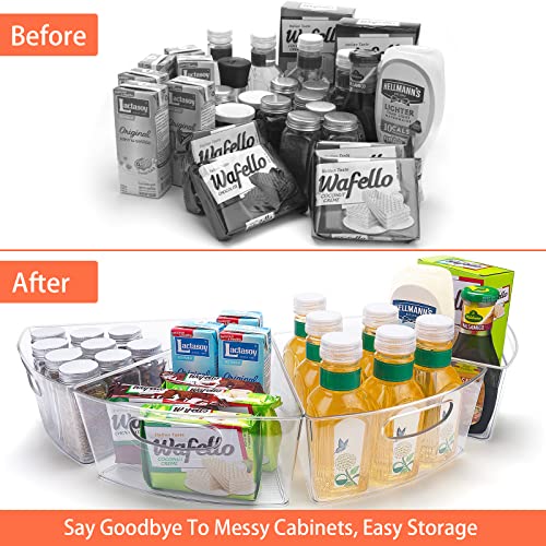 Lazy Susan Organizer 10.2"x 9.4"x4" for 26" Diameter Corner Lazy Susan Cabinet, Set of 8 Plastic Clear Lazy Susan Bins, 1/8 Wedge 4" Deep Kitchen Corner Storage Bin