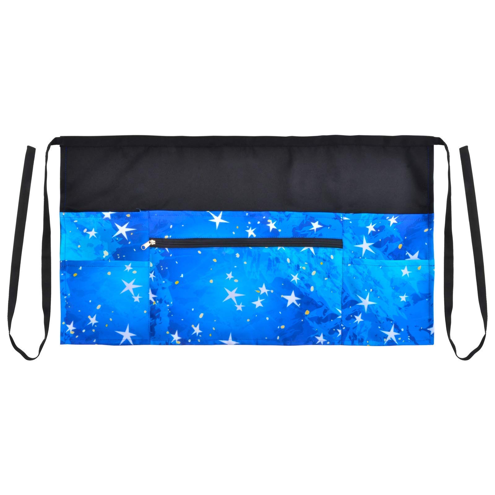 Fiodrimy Server Apron Waitress Apron with 6 Pockets, Half Waist Aprons Restaurant Chef Aprons for Women Men Home Cooking Restaurant Serving Work (Blue Starry)