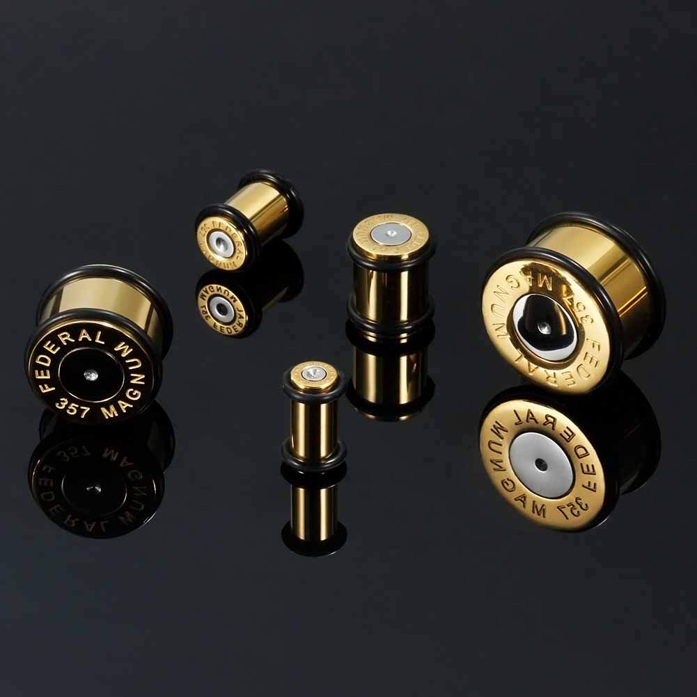 COOEAR Surgical Steel Plugs Ear Gauges Piercing Earrings Bar Style With Two O-rings Stretchers Expander Size 2g(6mm) to 5/8"(16mm)