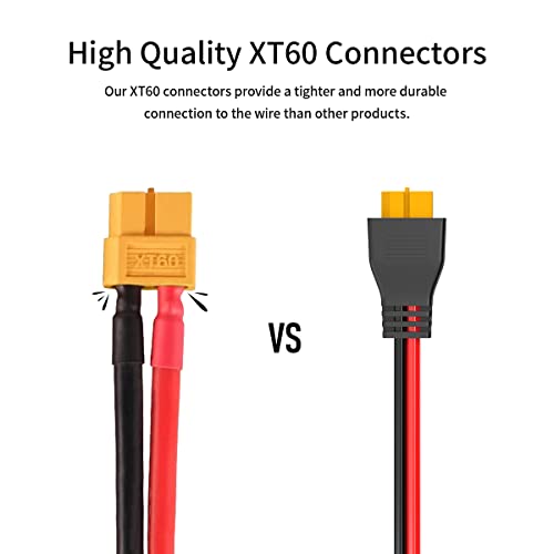 ELFCULB 10AWG 2FT SAE to XT60 Connector Extension Cable with SAE Polarity Reverse Adapter for Solar Generator Portable Power Station Solar Panel