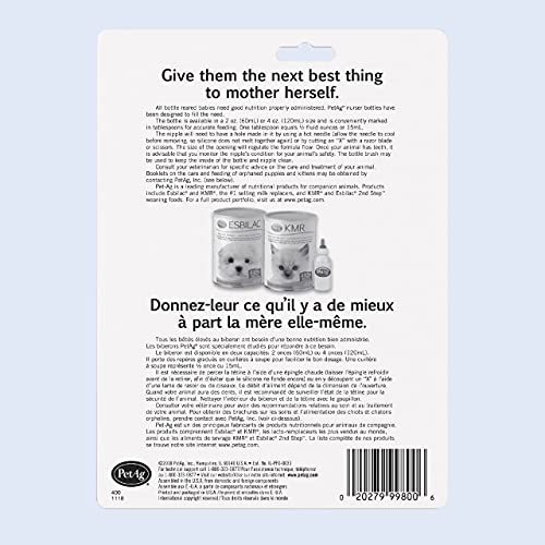 PetAg Nursing Kit - Baby Bottle and Nipple for Small and Large Pets - Promotes Natural Feeding of Esbilac - 2 oz Bottle - 2 Pack