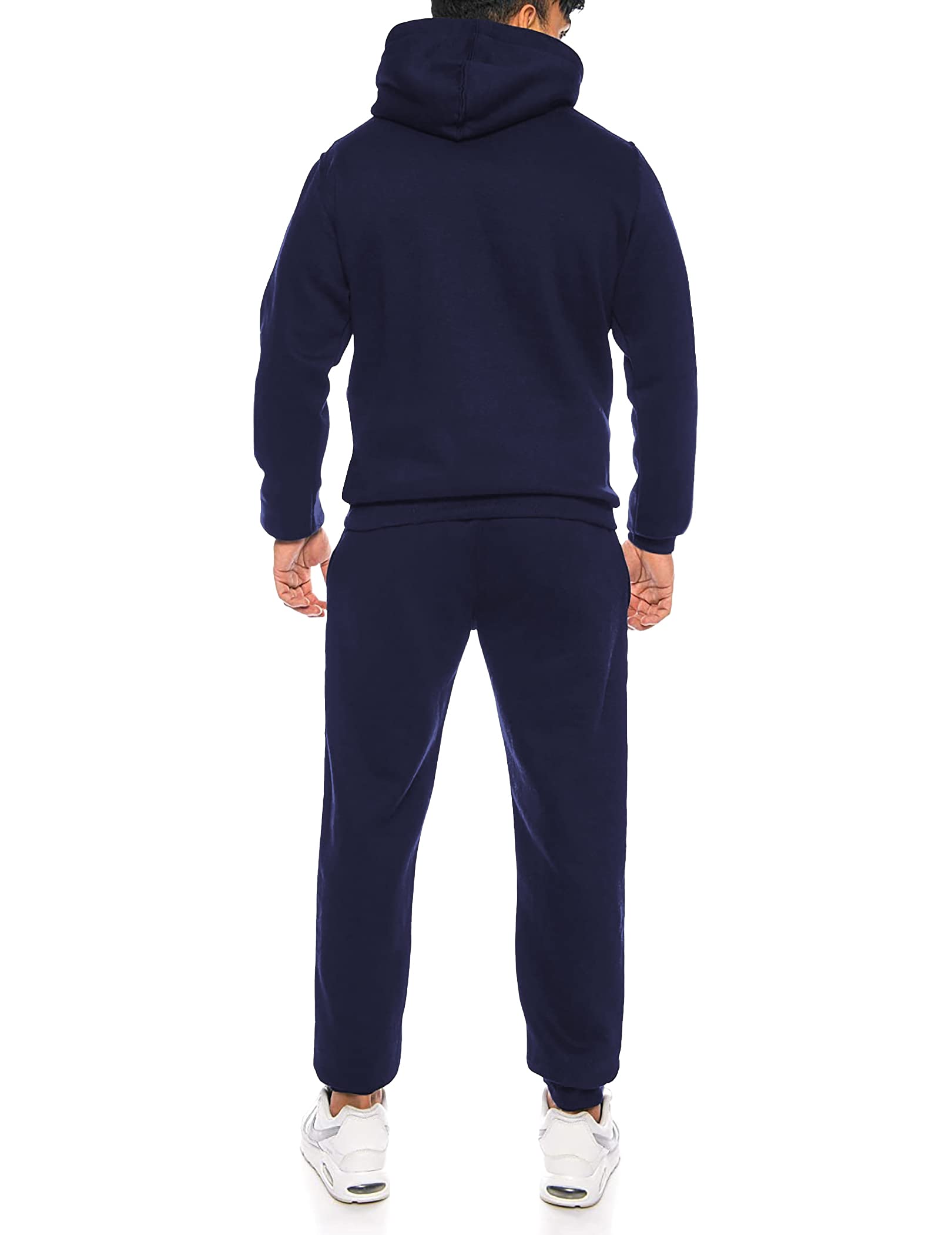 COOFANDY Men's Tracksuit Hooded Athletic Sweatsuits Lined Fleece 2 Piece Outfit (Navy,XL)