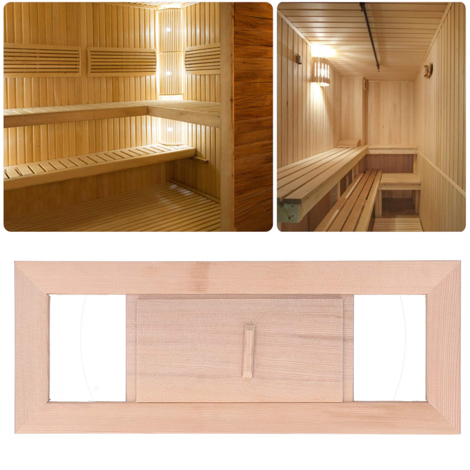 Fdit Sauna Air Vent Wooden Adjustable Sauna Room Equipment Ventilation Panel Blinds Grille Sauna Air Vent for Steam Room
