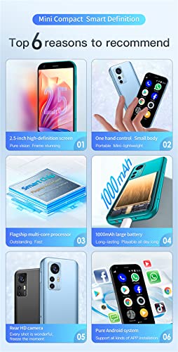 SOYES D18 Mini Phone Small Smartphone 3G Students Mobile Phones 1GB RAM 8GB ROM Android 6.0 Tiny Cellphone for Children (Sky Blue)