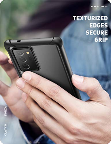 Clayco Forza Series Case for Samsung Galaxy Note 20 Ultra, Built-in Screen Protector Compatible with Fingerprint ID, Full-Body Rugged Cover, 6.9 inch, 2020 Release (Black)