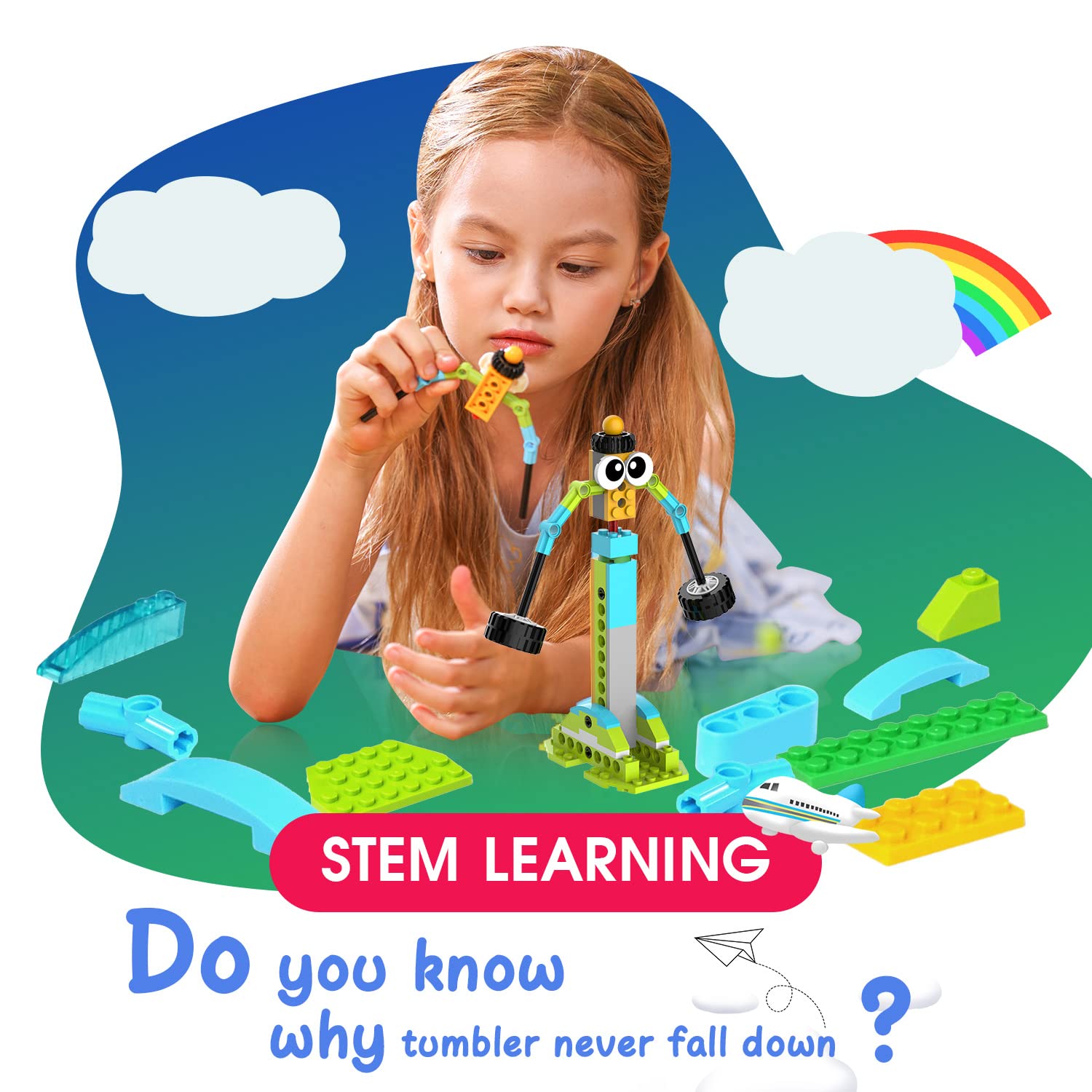 WOOLIKE STEM Robot Building Kits Toys 100+ in 1 Robot Science Kits 378 Pieces DIY Educational Building Blocks for Kids Ages 6+ Years Old Makerzoid