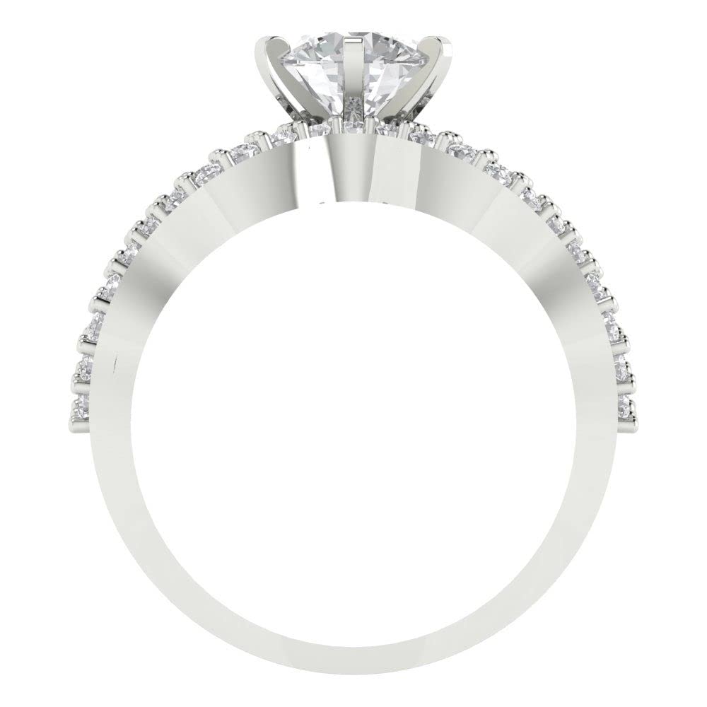 Clara Pucci 1.55ct Round Cut Halo Solitaire Stunning Moissanite Engagement Promise Anniversary Bridal Ring Band set 14k White Gold 10.5