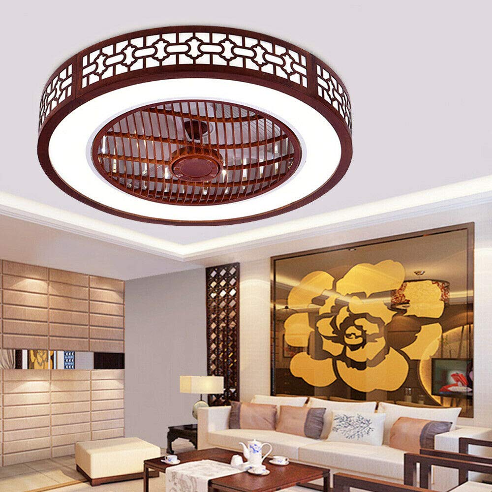 CNCEST 22Inch Modern LED Ceiling Fan Light Flush Mounted Chandelier Dimmable with Remote Control, 3 Wind Speed and 3 Kinds of Light Adjustable