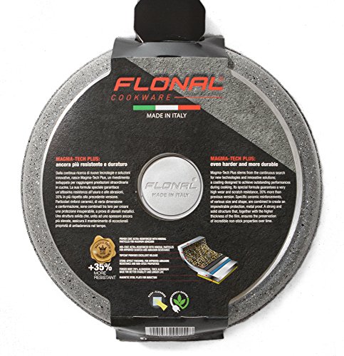 FLONAL Dura Induction Frying Pan Stone Effect Aluminum, 11.08-inches, Clear