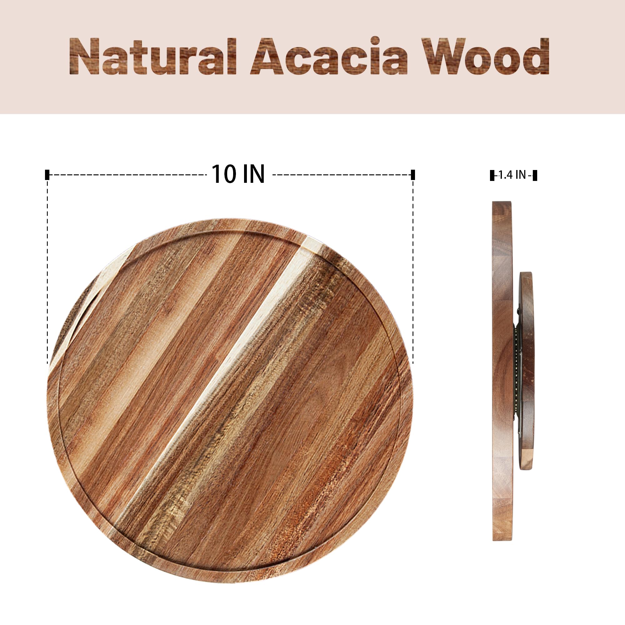 KITEISCAT 12-Inch Bamboo Lazy Susan Organizer Turntable, Rotating Lazy Susan for Cabinet, Table Top, Pantry, Vanity Countertop, Kitchen Organization - Spice Spinner, Makeup Organizer
