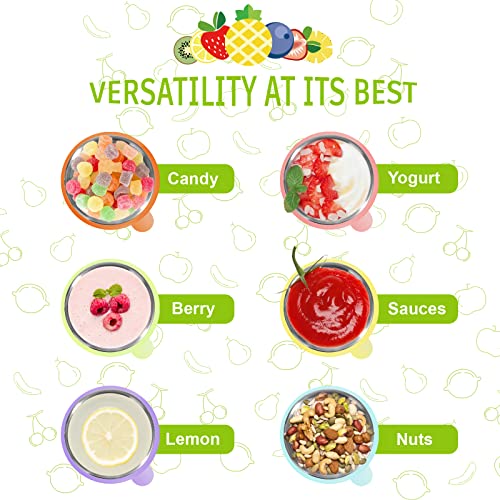 Salad Dressing Container To Go, Small Reusable Condiment Cups Containers with Leakproof Silicone Lids, Stainless Steel Kids Dipping Sauce Cups Food Storage for Lunch Box, Travel, 6 Pack - 1.6oz & 2oz