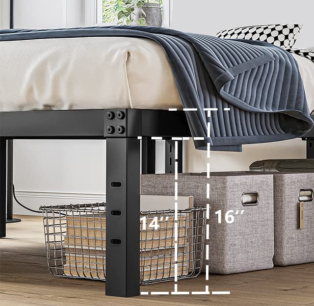 Cleaniago 16 Inch Twin Metal Platform Bed Frame,Heavy Duty Steel Single Bed Frame No Box Spring Needed for Adults Teens Kids,Noise Free, Easy Assembly, Black