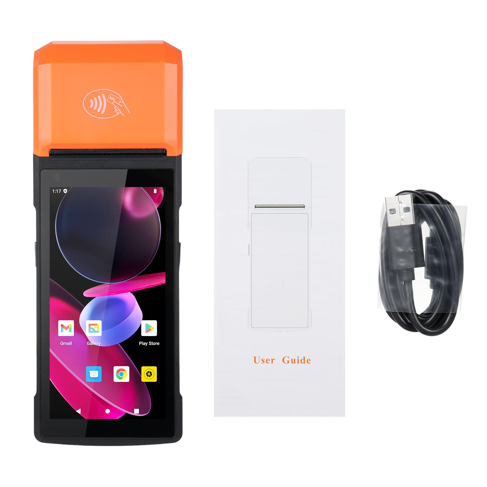 HXBER Android Scanner, Handheld Android 13.0 POS Receipt Printer PDA Terminal Support 1D Barcode Scanner and 2D Scanning Head 4G NFC Card Reading WiFi BT Communication with 5.5 Inch Touchscreen 58mm